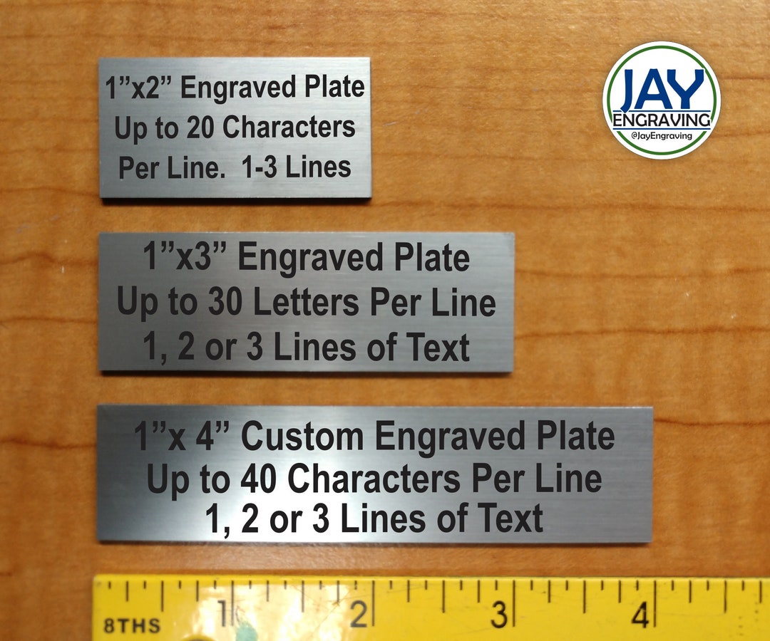 Custom Engraved 1x2 1x3 or 1x4 Brushed Silver Plate W/ Adhesive Backing ...