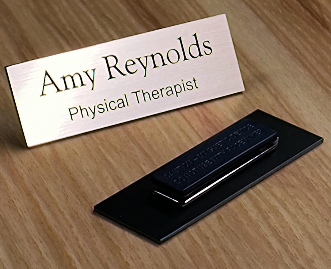 Custom Engraved 1x3 Brushed Copper Finish Name Tag Badge With Magnet ...