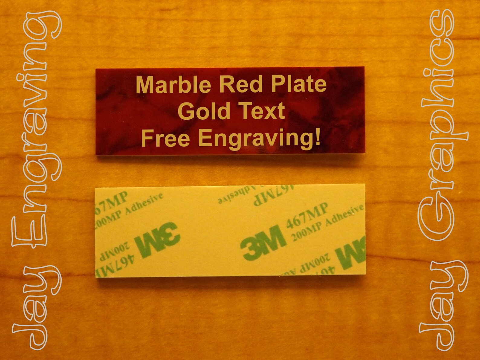 Custom Engraved 1x3 Marble Red Plate W/ Adhesive Backing - Etsy