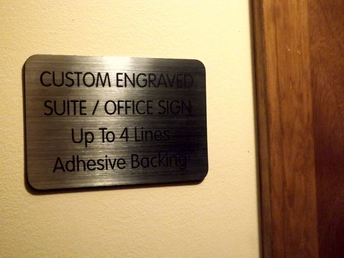 Custom Engraved 4x6 Brushed Silver Office Sign Personalized | Etsy