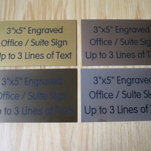 Custom Engraved 3x5 Office Sign | 4 Brushed Metal Texture Color Choices ...