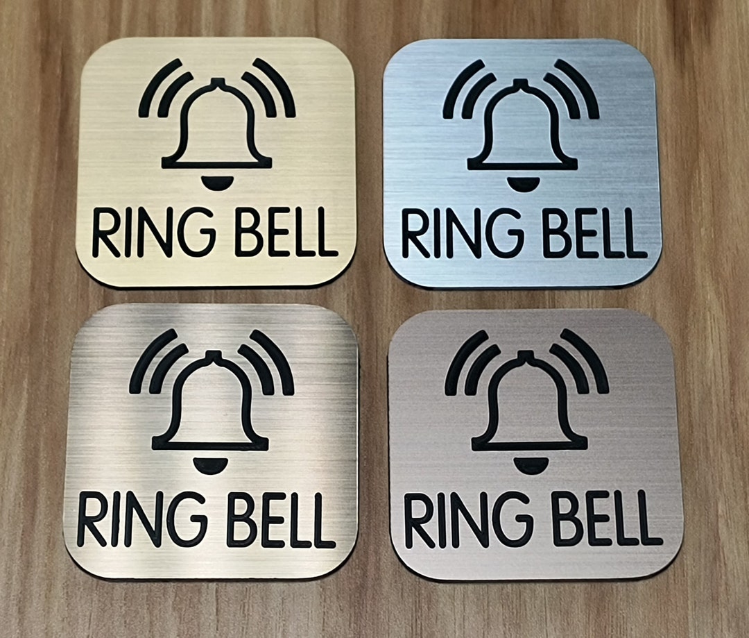 Engraved 2x2 RING BELL Wall Door Counter Sign Plate | Adhesive Backed ...