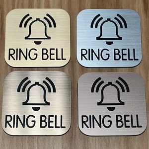 Engraved 2x2 RING BELL Wall Door Counter Sign Plate | Adhesive Backed ...