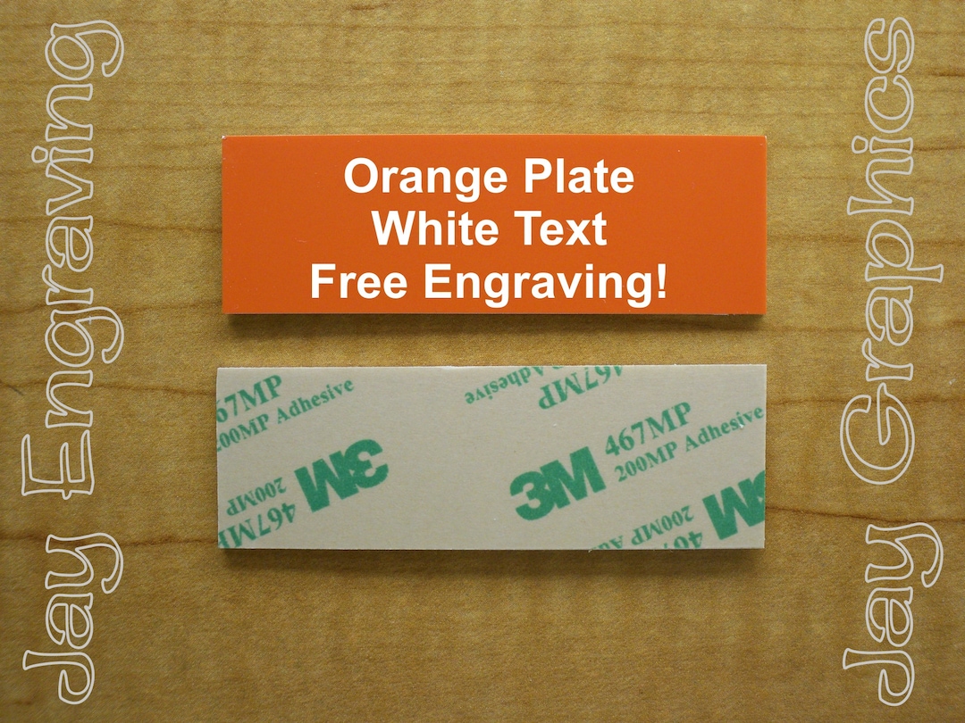 Custom Engraved 1x3 Orange Plate W/ Adhesive Backing | Personalized ...