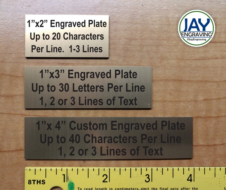 Custom Engraved 1x2 1x3 or 1x4 Brushed Gold Plate W/ Adhesive Backing ...