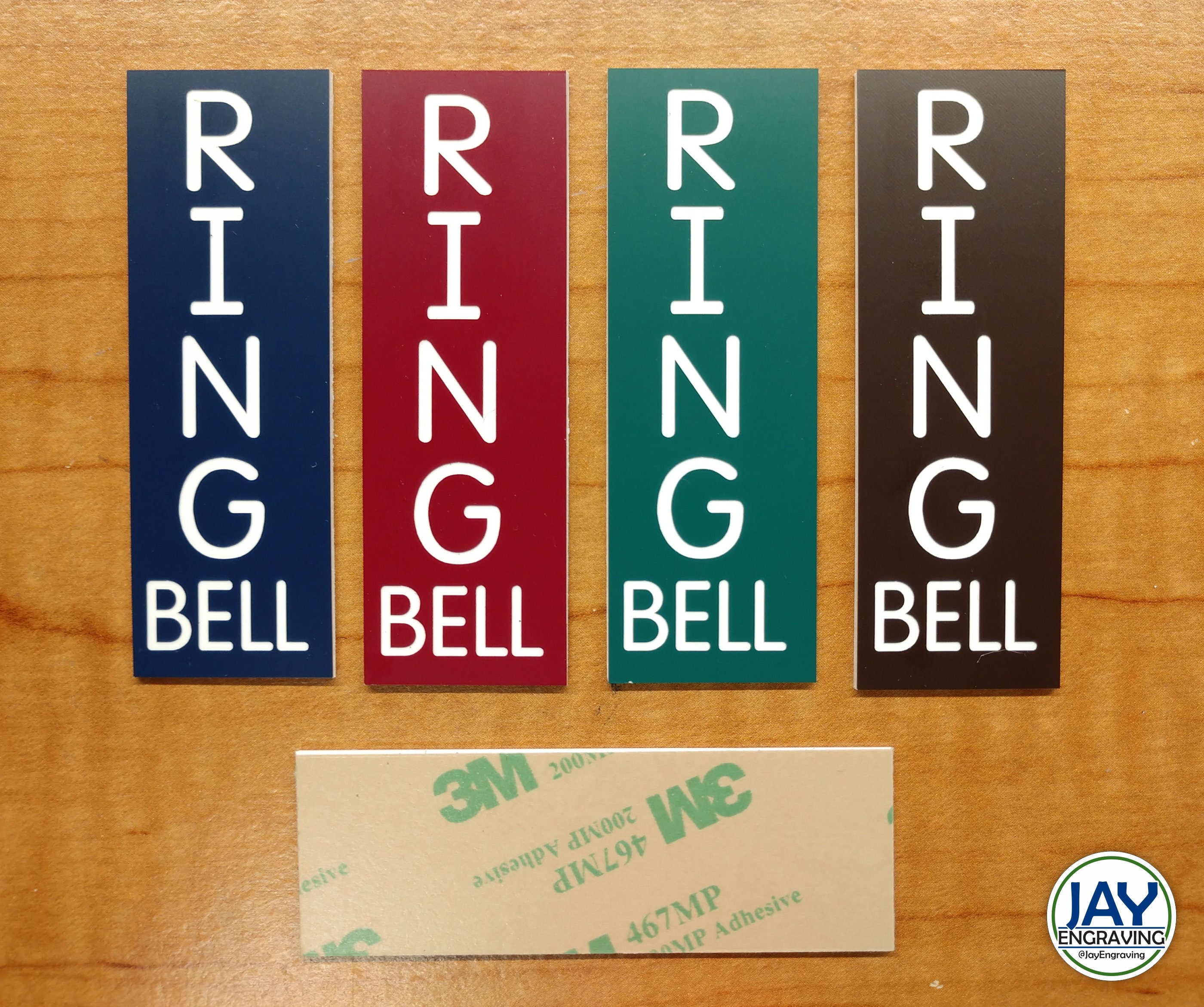 Engraved 3x1 Vertical RING BELL Doorbell Sign Adhesive Backed Plaque ...