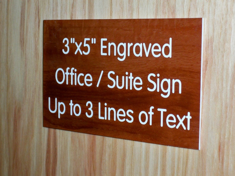 Custom Engraved 3x5 Office Sign 4 Woodgrain Texture Color | Etsy