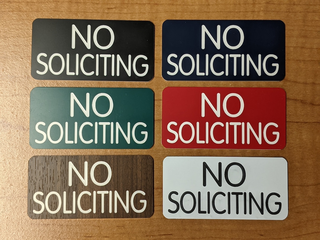 Engraved 1.5 X 3 NO SOLICITING Door Sign | Adhesive Backed Plaque | Tag ...