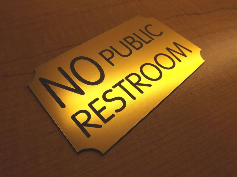 Engraved NO Public Restroom 3x5 Wall Sign Brushed Gold | Etsy