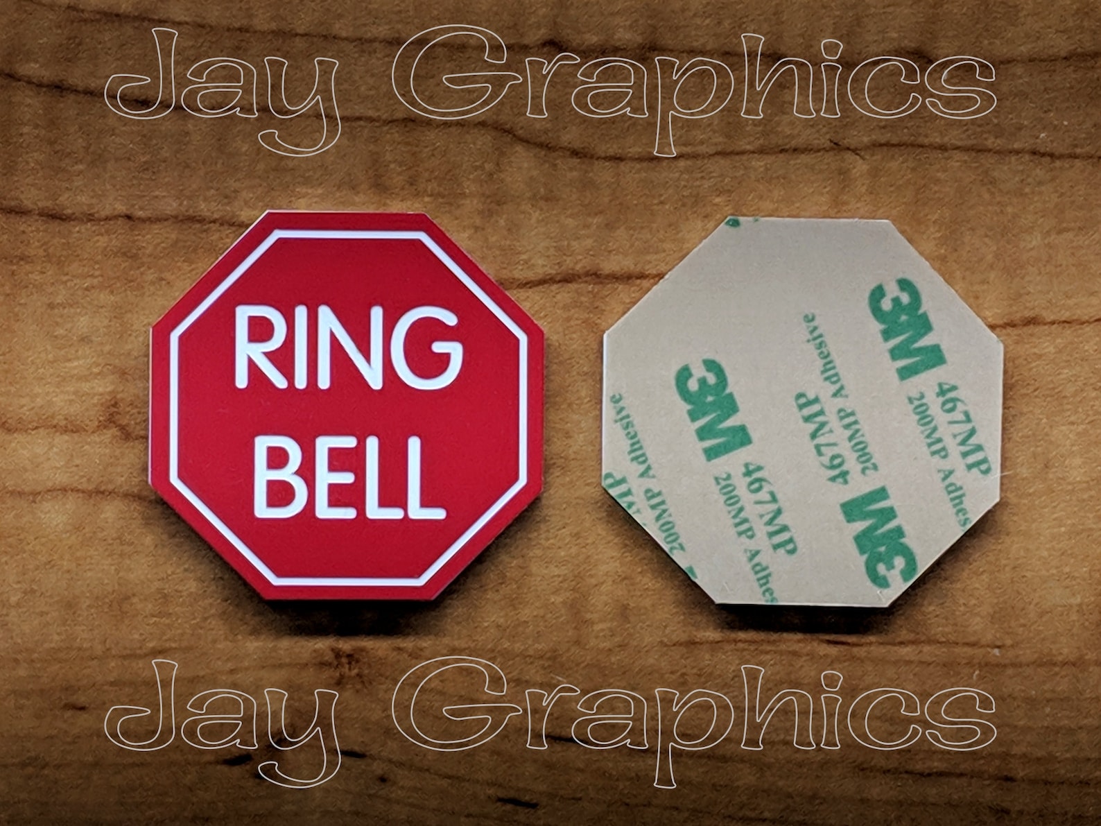 Engraved 2x2 RING BELL Red Wall Plate | Adhesive Backed Plaque Sign ...