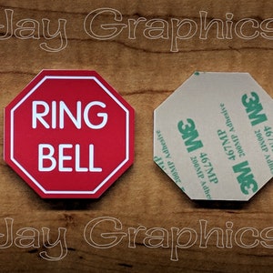 Engraved 2x2 RING BELL Red Wall Plate | Adhesive Backed Plaque Sign ...