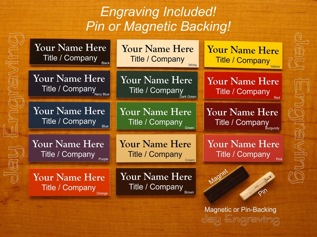 Custom Engraved 1x3 Employee ID Name Tag | Badge With Pin or Magnetic ...