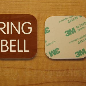 Engraved 2x2 Woodgrain RING BELL Wall Plate Adhesive Backed Plaque Sign ...