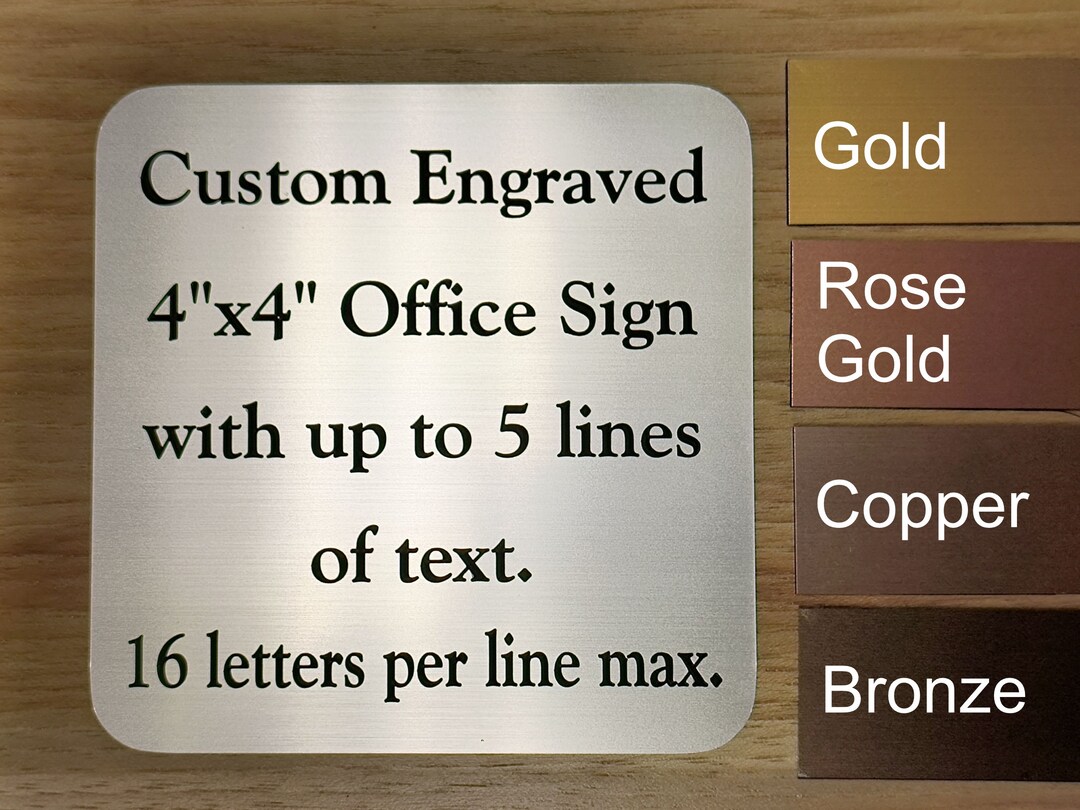 Custom Engraved 4x4 Inch Square Brushed Silver, Gold, Copper or Bronze ...