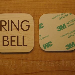 Engraved 2x2 Woodgrain RING BELL Wall Plate Adhesive Backed Plaque Sign ...