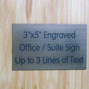Custom Engraved 3x5 Office Sign | 4 Brushed Metal Texture Color Choices ...
