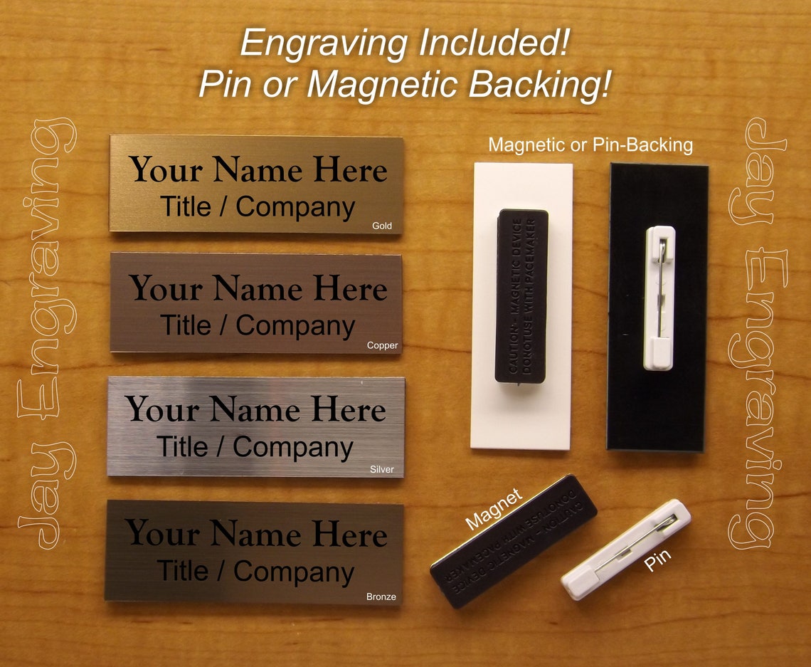 Custom Engraved 1x3 Employee ID Name Tag / Badge With Pin or Magnetic ...