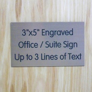 Custom Engraved 3x5 Office Sign | 4 Brushed Metal Texture Color Choices ...