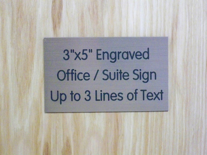 Custom Engraved 3x5 Office Sign | 4 Brushed Metal Texture Color Choices ...