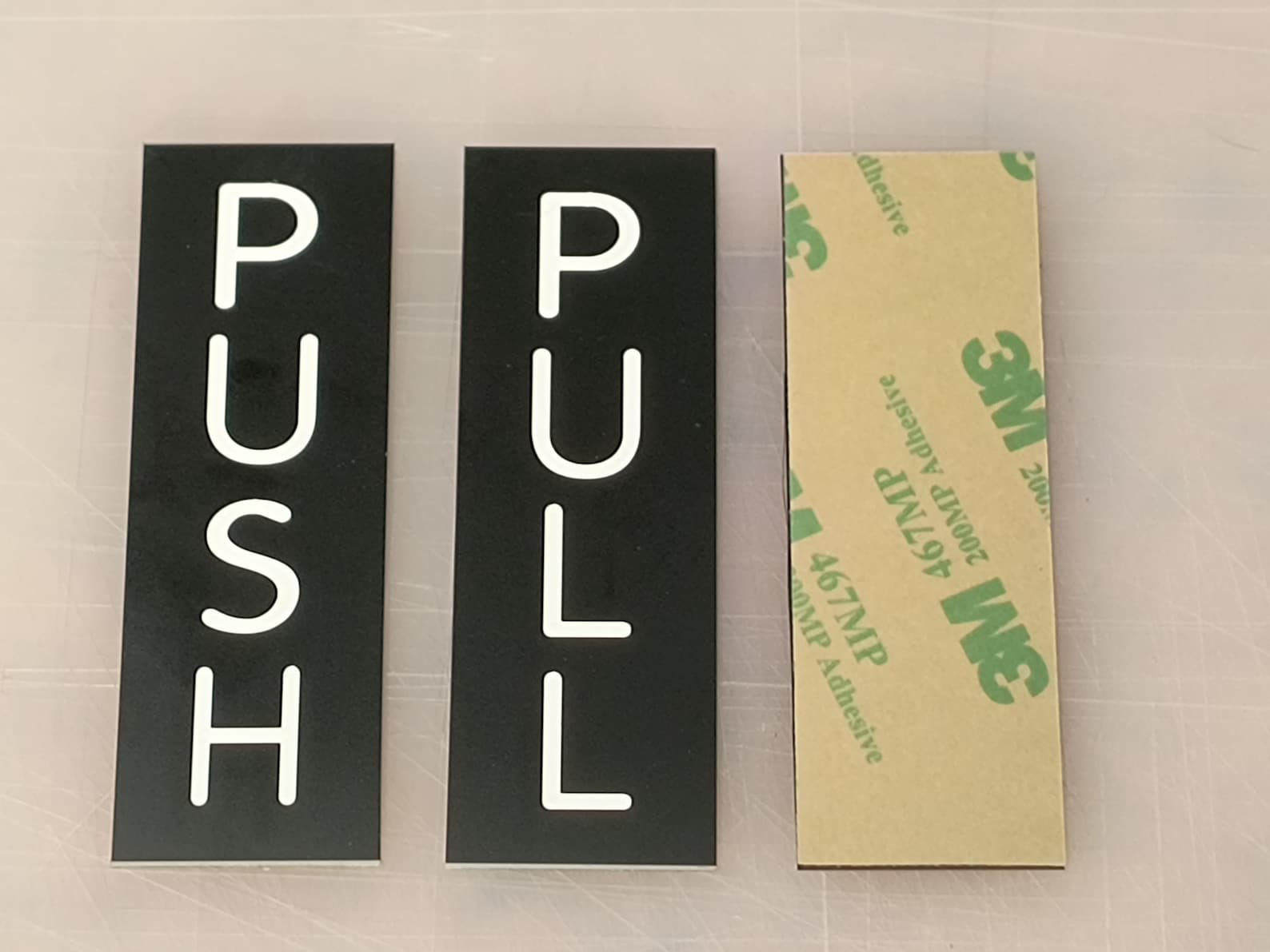 Pair - PUSH and PULL Engraved Vertical Door Plaques Signs With Adhesive ...