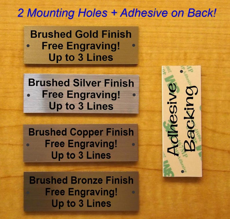 Custom Engraved 1x3 Plate W/ Mounting Holes + Adhesive Backing Sign ...