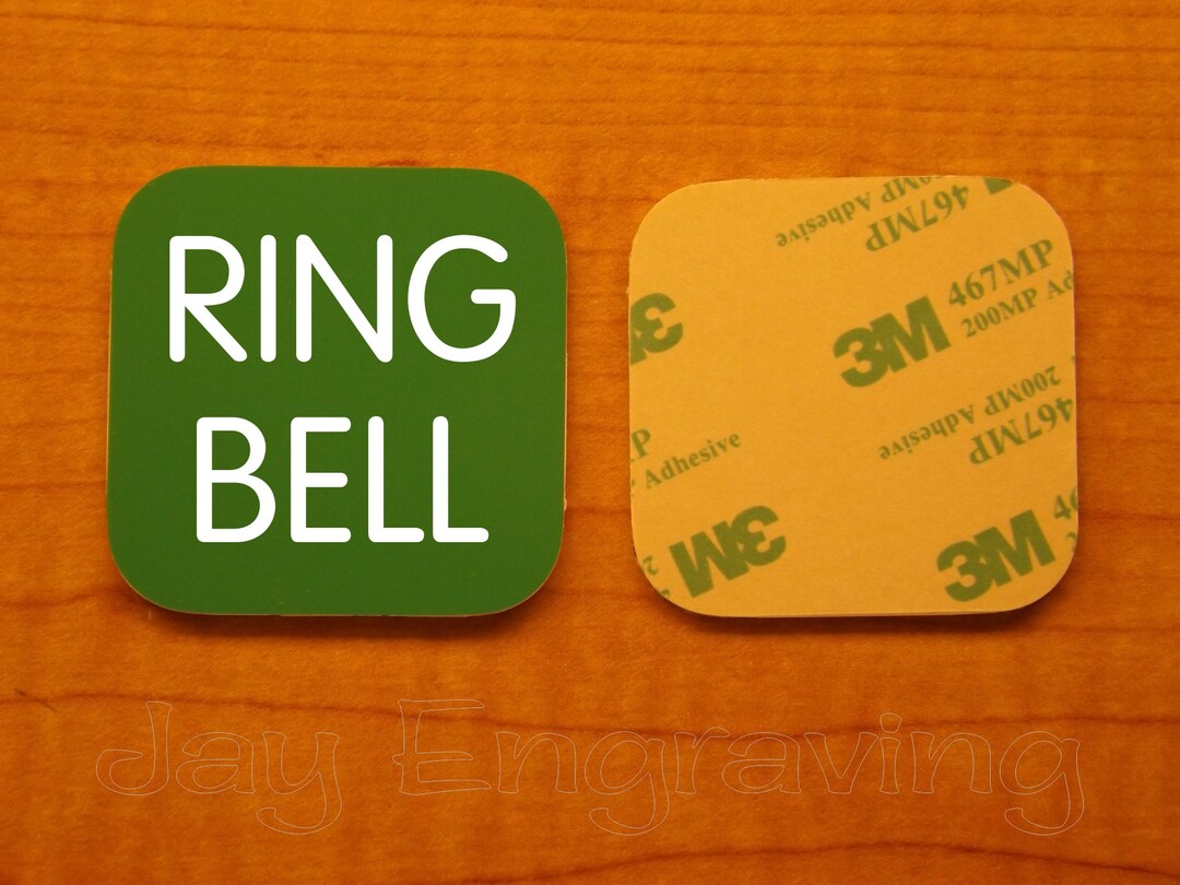 Engraved 2x2 RING BELL Wall Plate Adhesive Backed Plaque Sign Placard ...