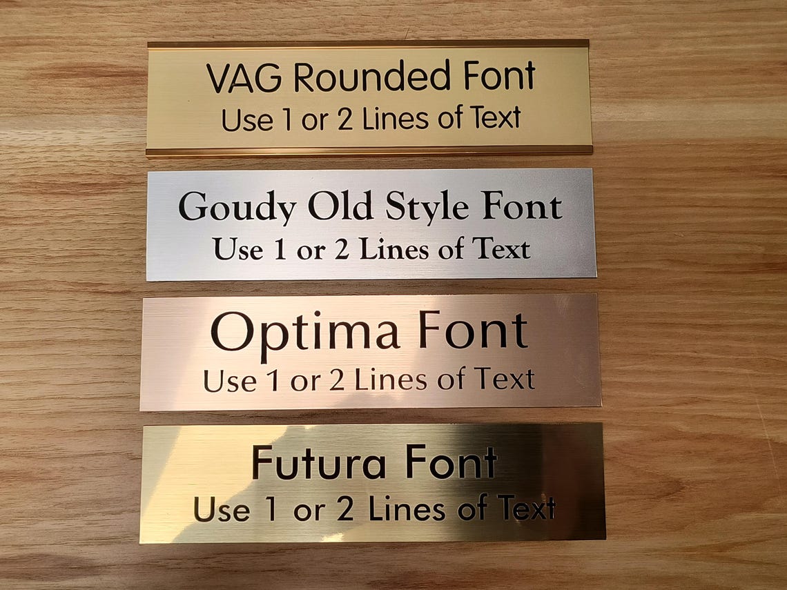 Custom Engraved 2x8 Name Plate With Rose Gold Aluminum Metal Holder ...