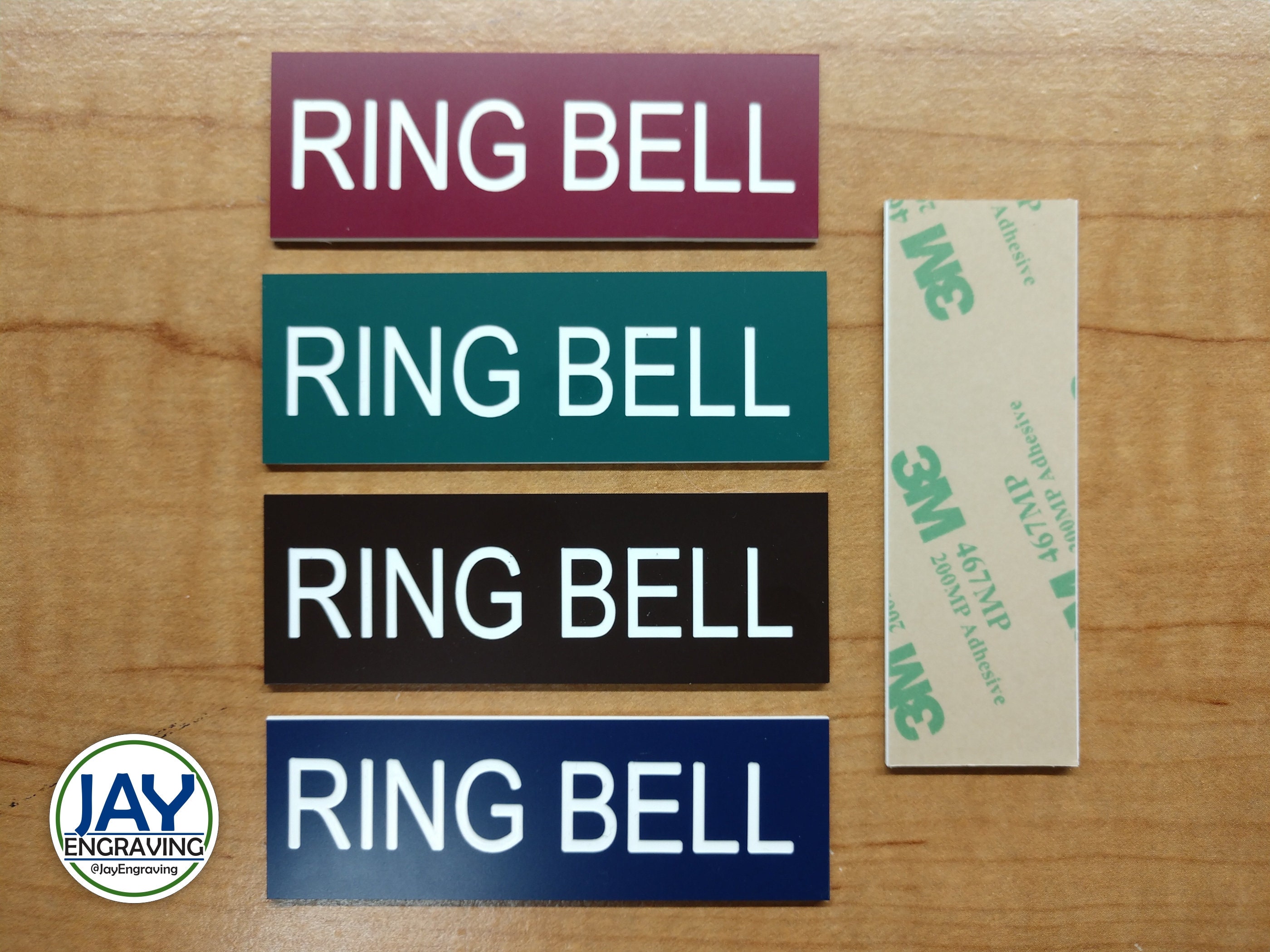Engraved 1x3 RING BELL Front Door Bell Sign | 3M Adhesive Backed Plaque ...