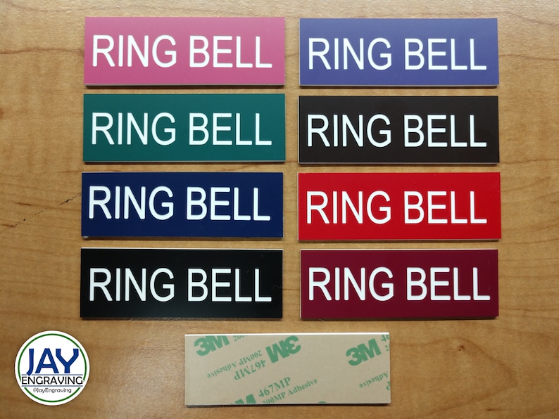 Engraved 1x3 RING BELL Adhesive Backed Plaque Sign Placard Home Small ...