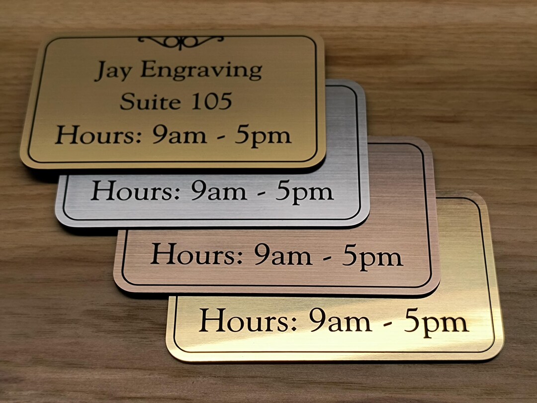 Custom Engraved 3x5 Business Home Office Suite Sign | Brushed Gold ...