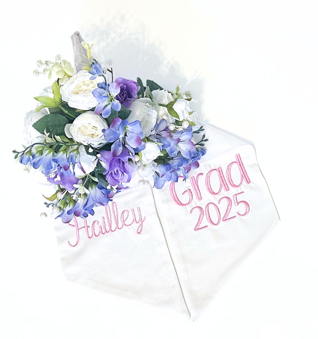 Graduation Bouquet Sash, Flower Bouquet Sash, Monogram Sash, Prom Sash ...