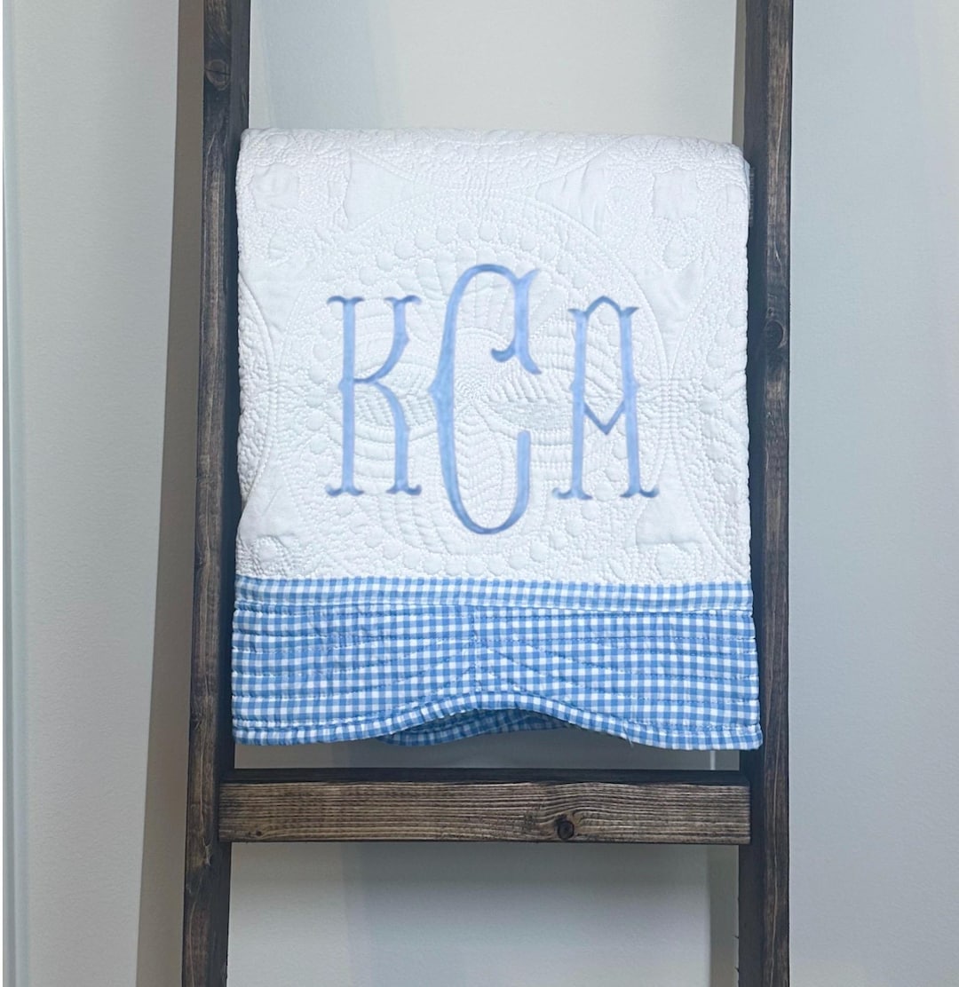 Monogrammed Baby Quilt: Embroidered Heirloom Cotton Blanket - Etsy