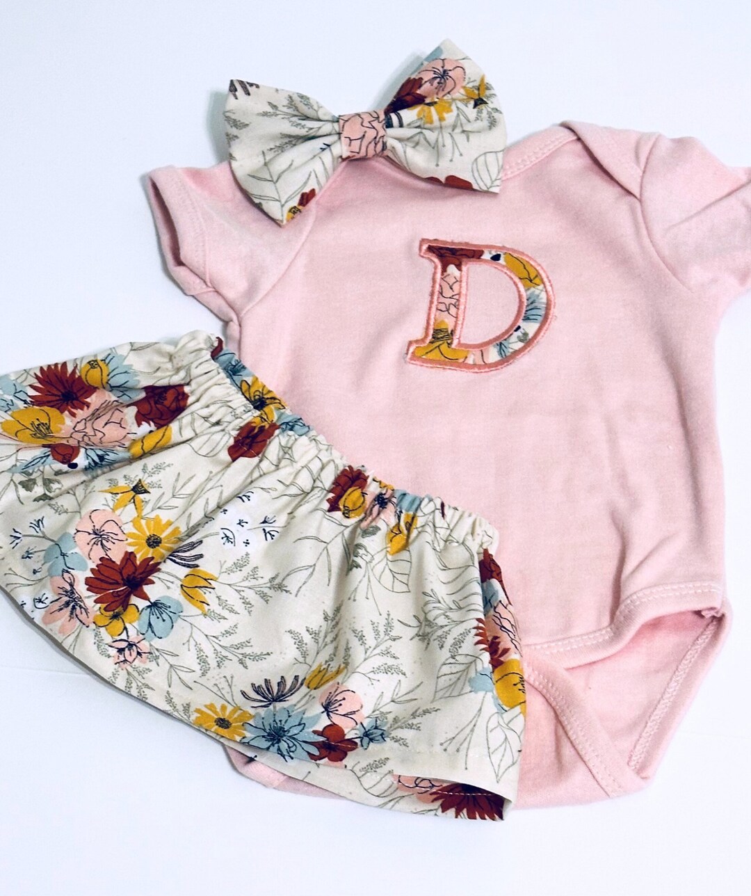 Baby Girl Outfit, Custom Baby Outfit, Monogrammed Onesie and Skirt With ...