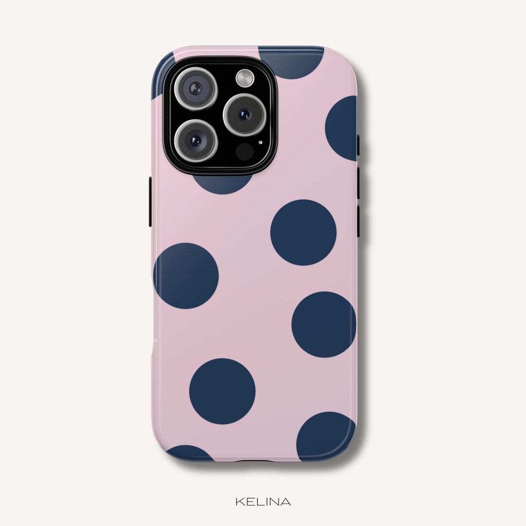 Pink & Blue Dots iPhone and Samsung Phone Case - Minimalist Polka Dot ...