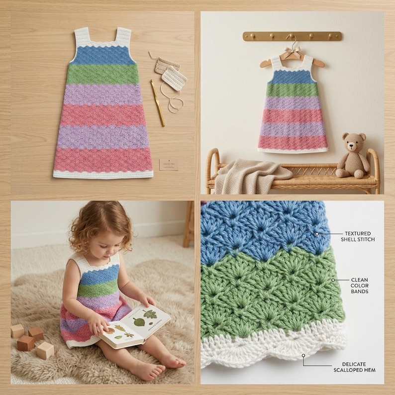 Crochet Shell Stitch Dress Pattern, Lightweight Boho Sundress, Beginner ...
