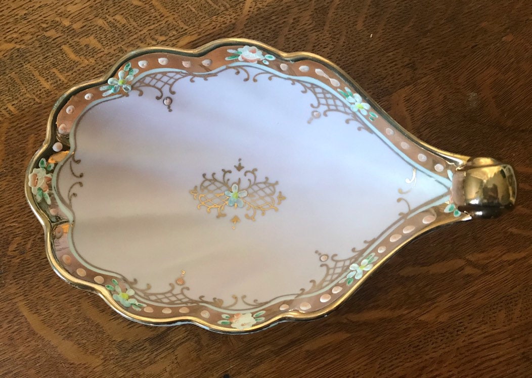 Vintage Pink Shell Dish With Gold Trim and Raised Floral Detail - Etsy