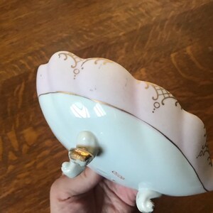Vintage Pink Shell Dish With Gold Trim and Raised Floral Detail - Etsy