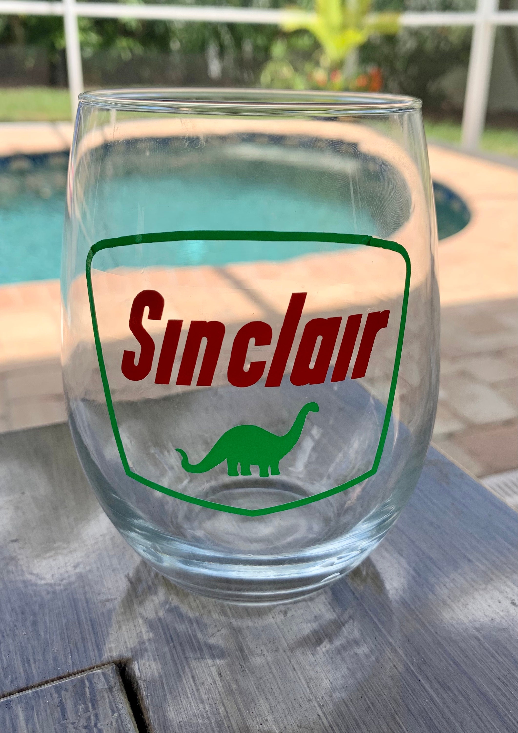 Set of Two 2 Sinclair Dino Stemless Wine Glasses - Etsy