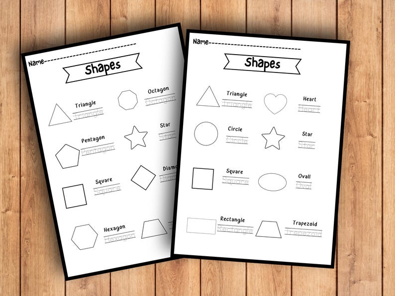 Preschool Shape Tracing Worksheets, Kindergarten Learning Activity ...