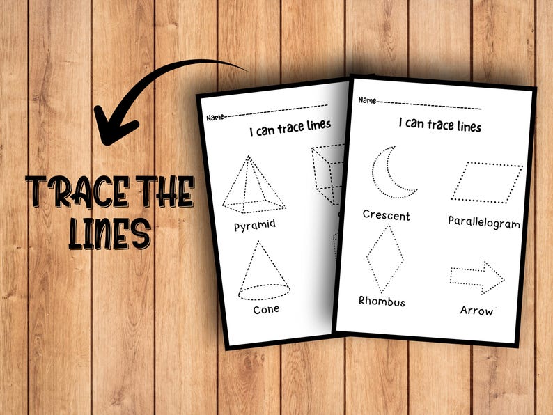 Preschool Shape Tracing Worksheets, Kindergarten Learning Activity ...