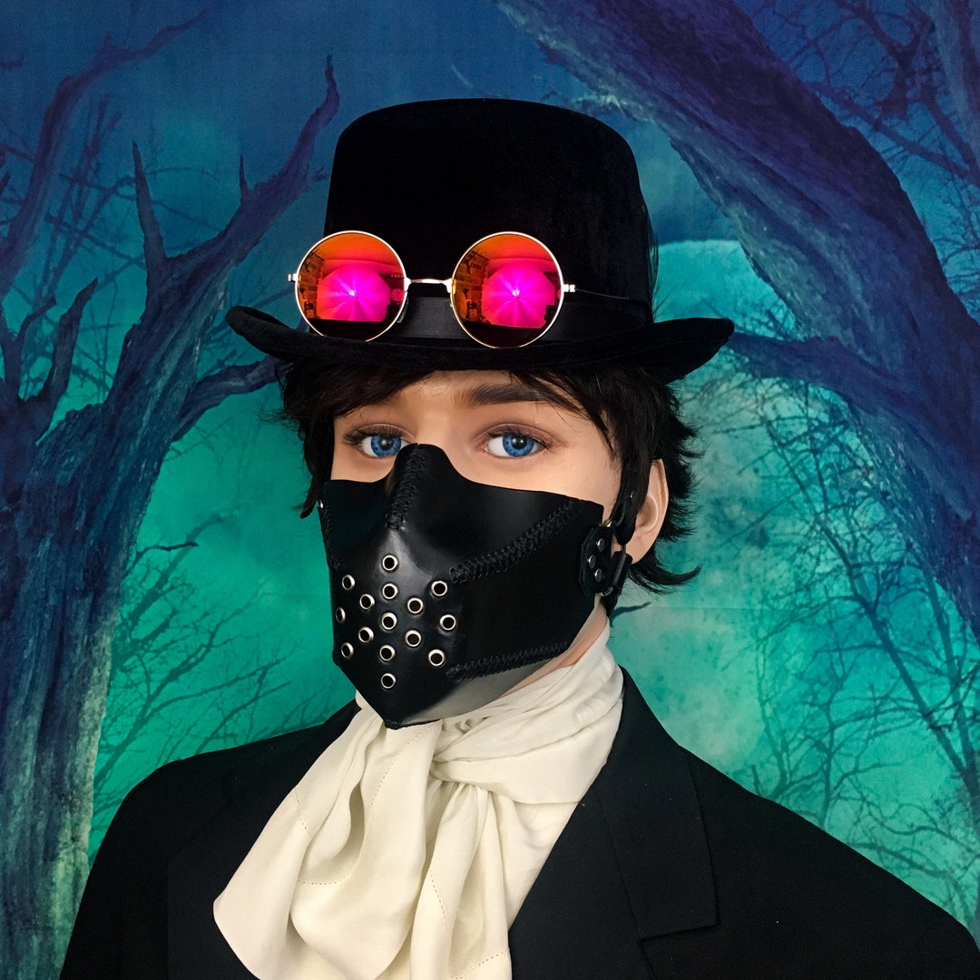 Black Leather Costume Respirator Handcrafted Diesel Punk - Etsy