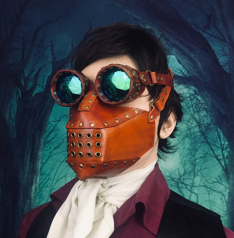 Leather Steampunk Costume Respirator, Handmade Diesel Punk Zombie ...