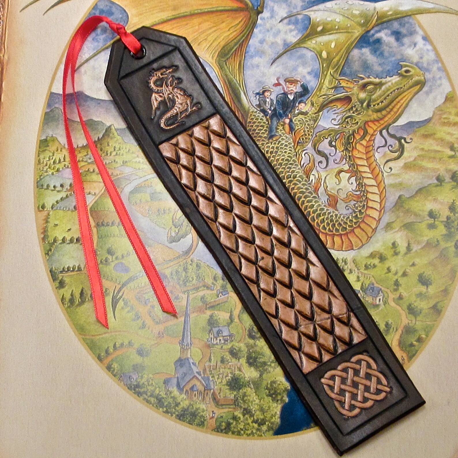 Leather Dragon Scale Bookmark Handmade Scales and Celtic - Etsy