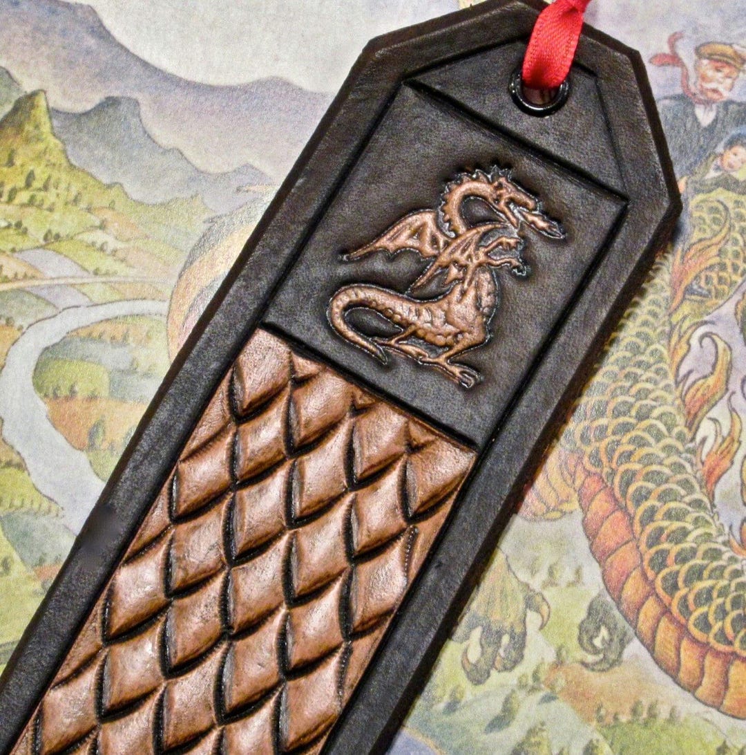Leather Dragon Scale Bookmark, Handmade Scales and Celtic Knotwork ...