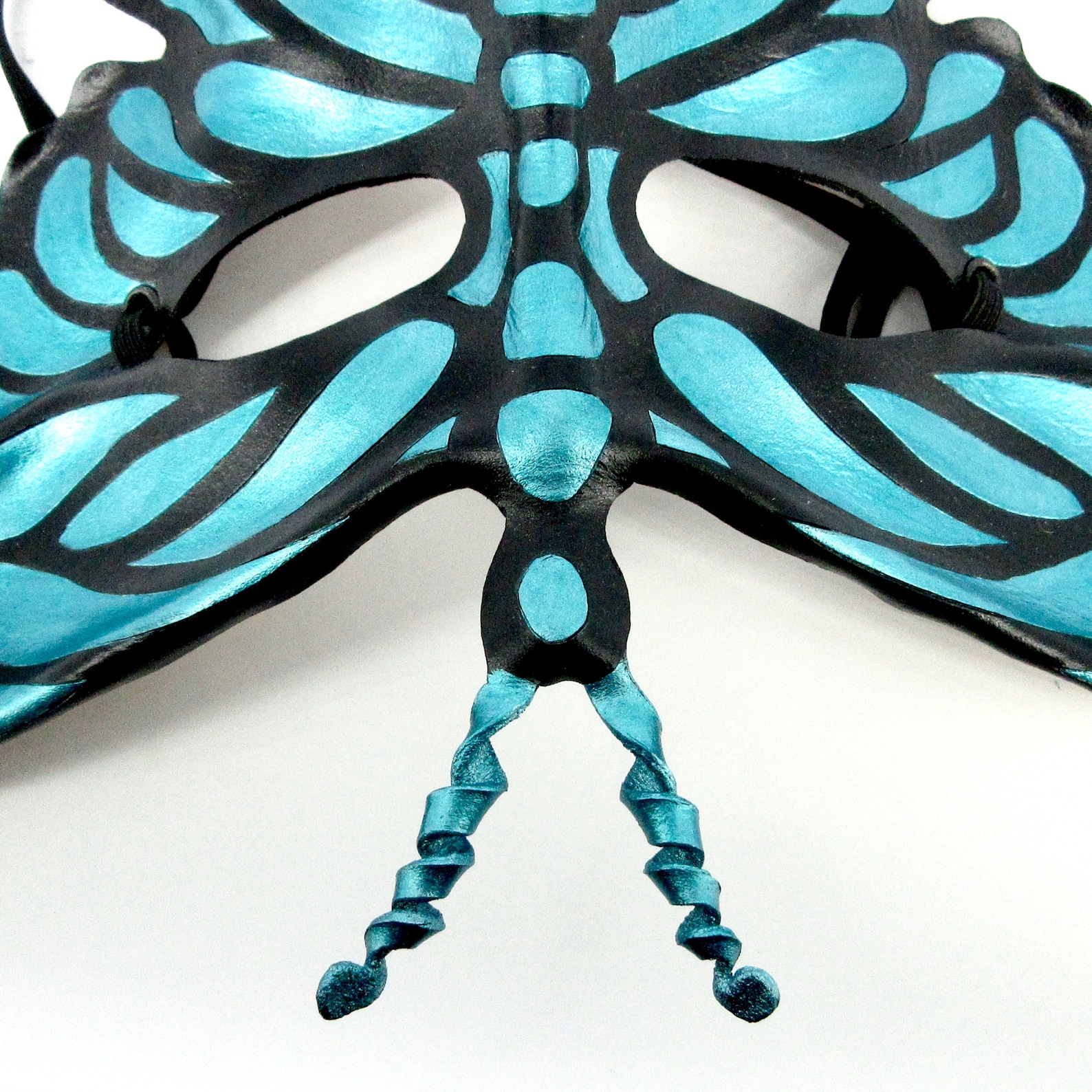 Leather Butterfly Mask Iridescent Blue and Black Moth | Etsy