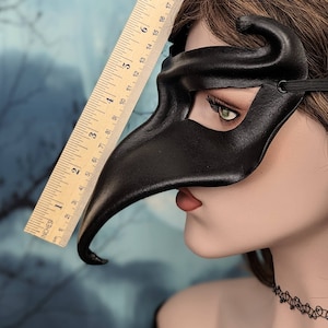 Black Leather Raven Mask, Handcrafted Crow Eyemask With Hooked Beak ...