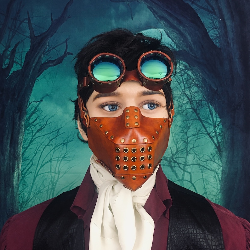 Leather Steampunk Costume Respirator, Handmade Diesel Punk Zombie ...