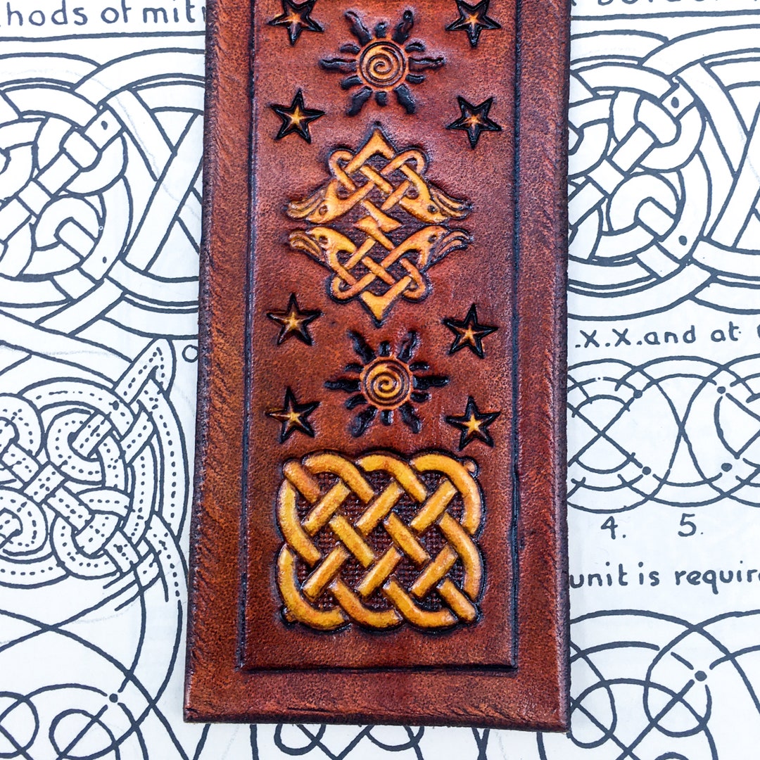 Leather Celtic Knot Bookmark Handcrafted Sun Birds Celtic - Etsy