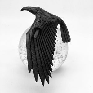 Leather Raven Hair Pin, (med.) Handmade Raven Stick Barrette, Black ...