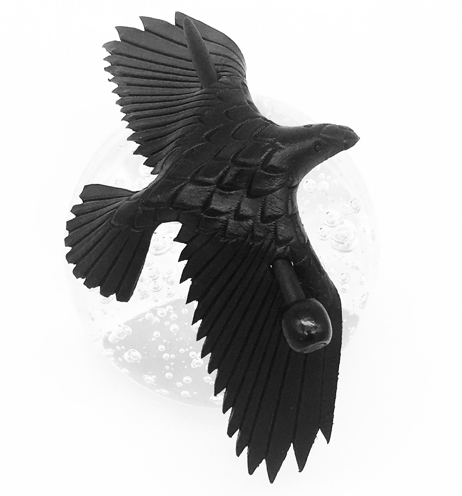 Leather Raven Hair Pin sm. Handmade Raven Stick Barrette - Etsy